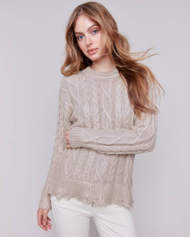 Metallic Cable Knit Sweater – Lounge With Us